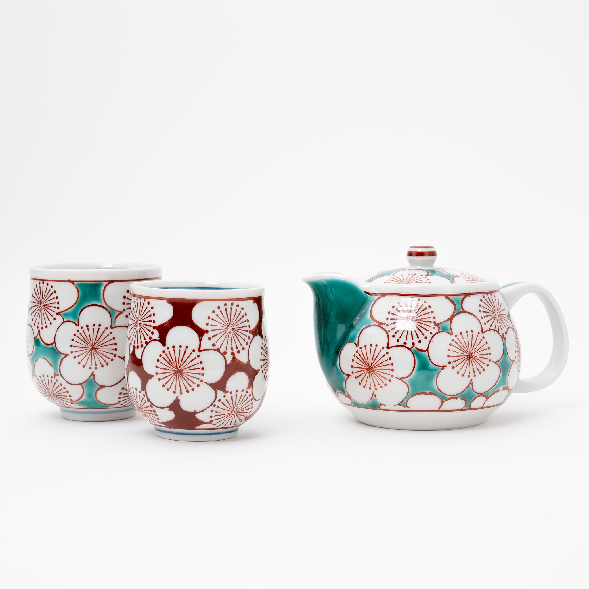 Handcrafted Kutani Ware Plum Blossom Porcelain Teapot and teacups Gift ...