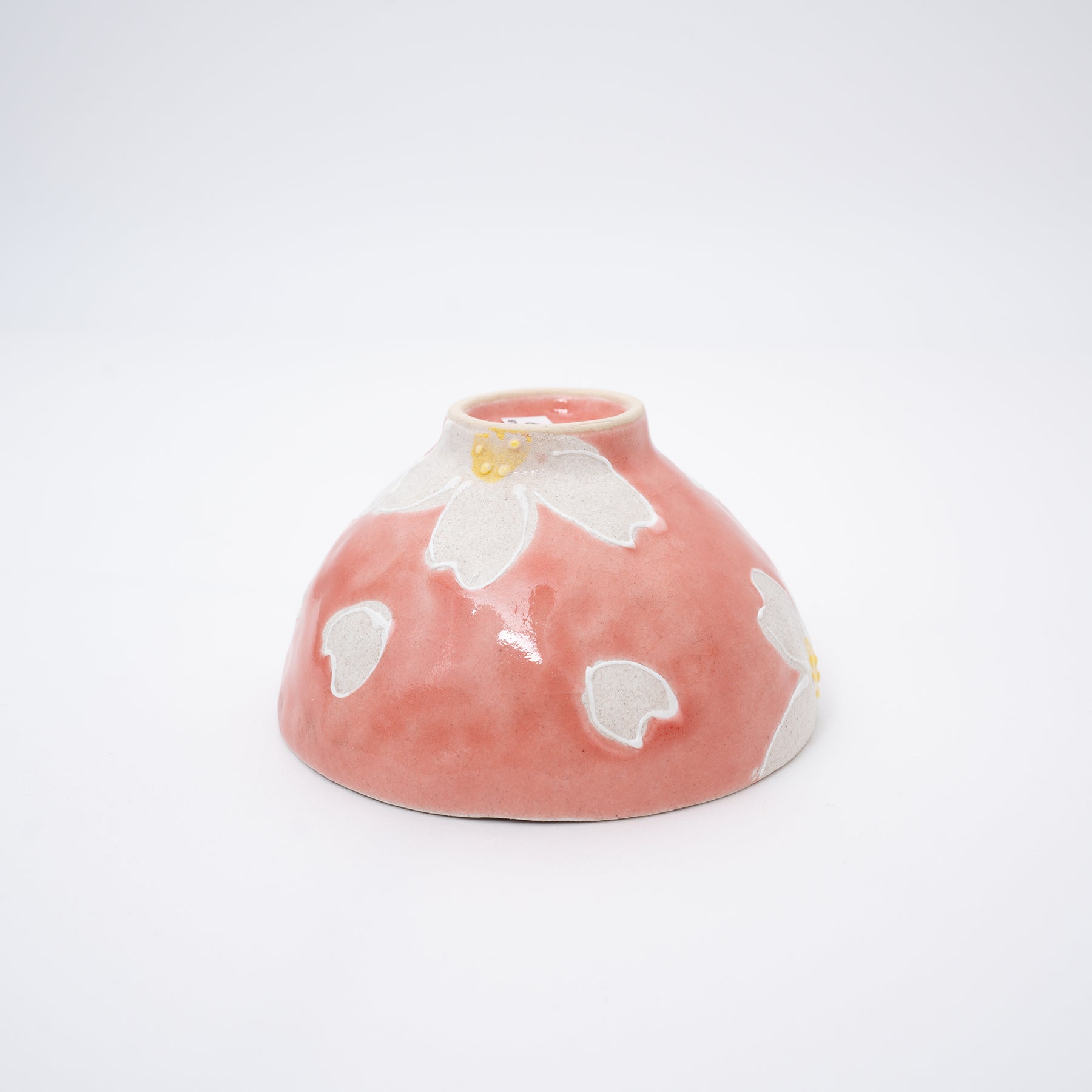 Handmade Seto Yaki Pink Rice Bowl With White Flowers Made in Japan ...
