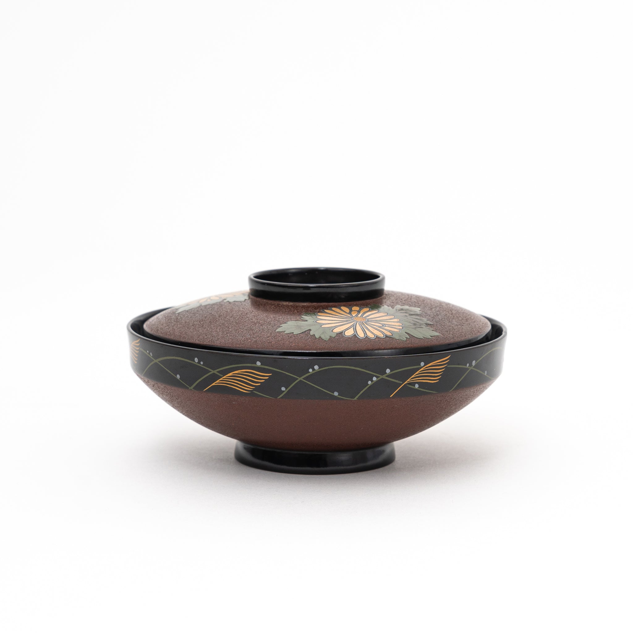 Handmade Japanese Lacquer Bowl with Chrysanthemum Lid – Great Zakka